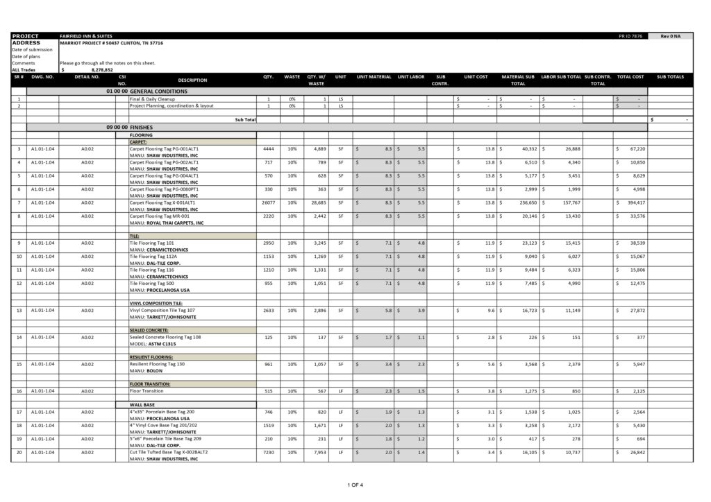 Samples - Millennium Estimating